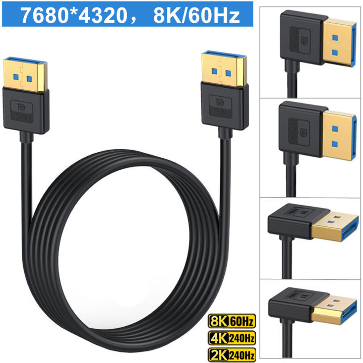 Silicone Cable Right Angle Displayport 1.4 Cable 90°Angled Displayport ...