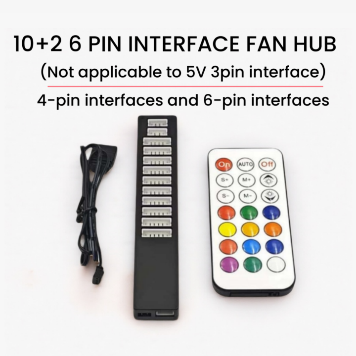 CX FUTRUE 6PIN Interface RGB Fan Hub, 4PIN Light * 2 Ports+6PIN PWM ...