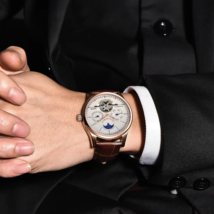 LIGE Mechanical Wristwatches Watches for Man Watches Golden Bridge ...