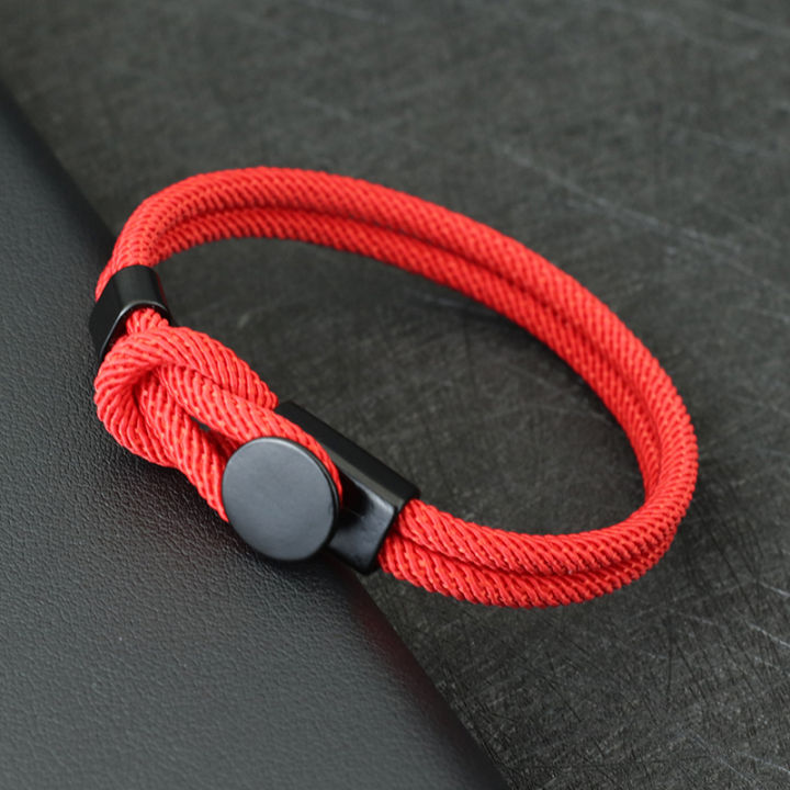 New Novel Men Rope Bracelet Double Layer 4mm Nylon Cord Chain Braclet 3 Sizes Lucky Red Thread ...