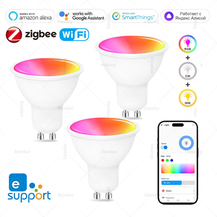 Ewelink GU10 Zigbee LED Bulbs Wifi Smart LED Lamp RGB CW WW LED Light Bulb Works With Alexa ...