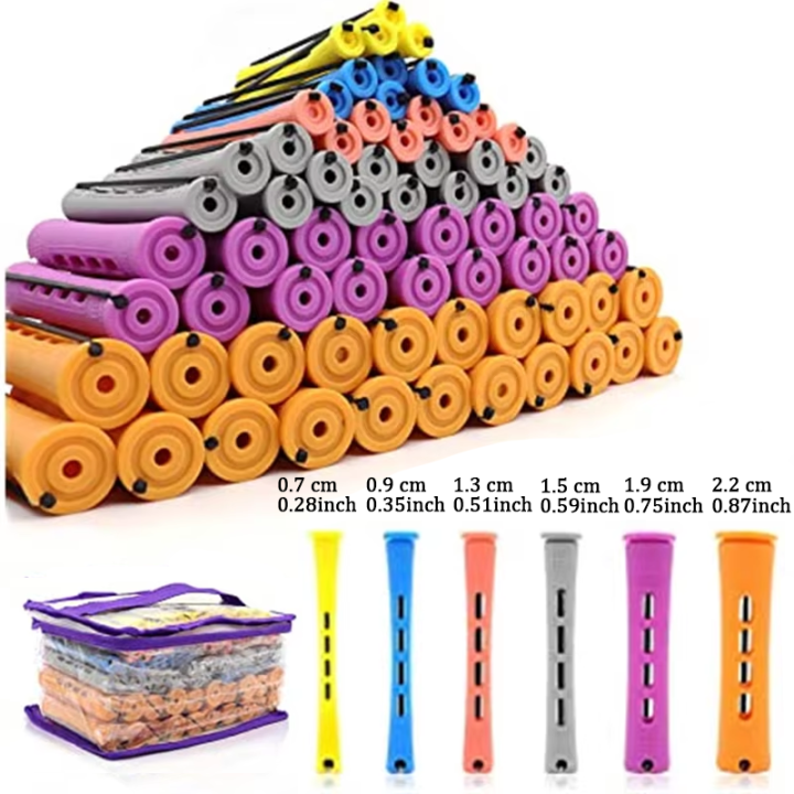 120Pcs Hair Perm Rods Set 6 size Plastic Hair Cold Wave Rods Heatless ...