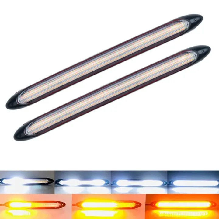 2pcs 12V LED DRL Strips Start Scaing Daytime Running Light for Car Headlights Flowing Turn ...