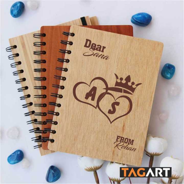 Customized Wooden Diary – Engraved with Your Name or Message | Daraz.pk