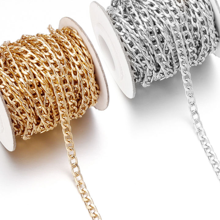 5 Yards/Roll Metal Aluminum O-Shaped Chains Gold Silver Color Twist ...