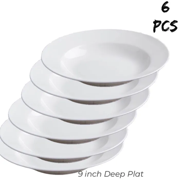 6 PCS White Plate Ceramic Rice plate Deep | Daraz.lk