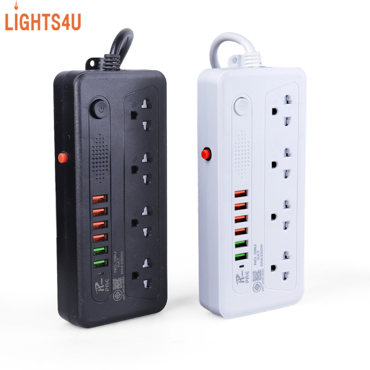 6 USB power plug, three-way power strip, 4-way power strip, 2300W, 5 ...