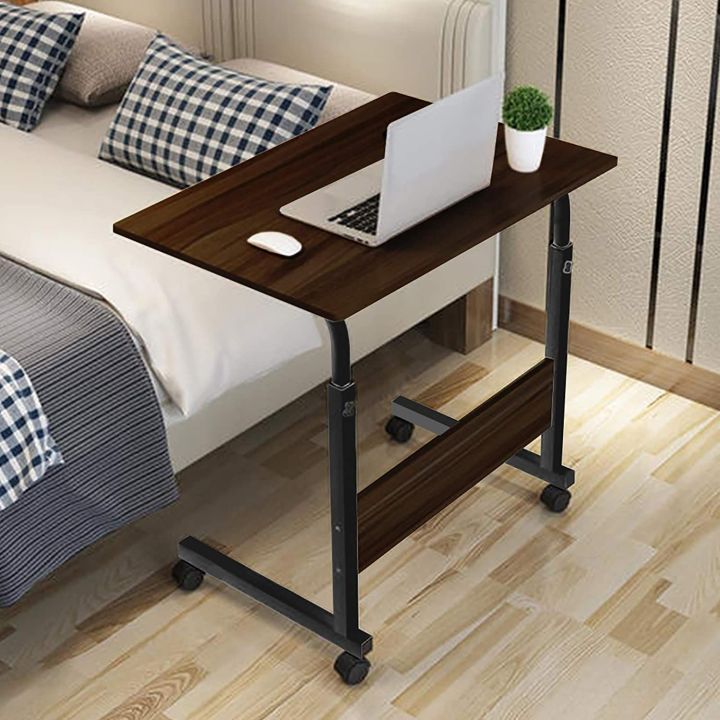 Wooden Bedside Portable Height Adjustable Studying Desk Over Bed Laptop ...