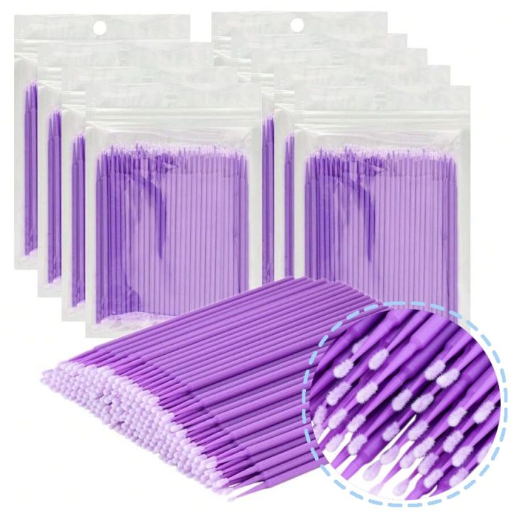 100pcs Micro Eyelash Applicators Brushes Disposable Makeup Cotton Swab ...