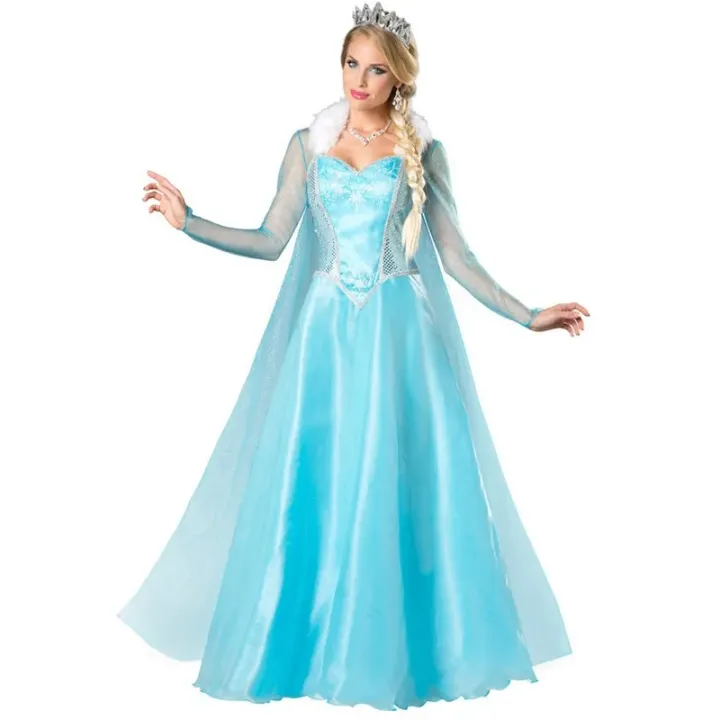 Disfraz De Cosplay De Frozen Para Mujer, Traje De Princesa Bella Azul ...