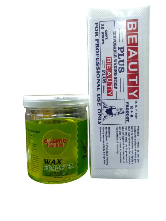 Cosmo Herbal Waxing Strip 80 pic + Aloe Vera Wax 500gm | Daraz.com.bd