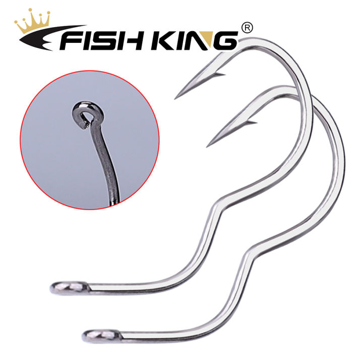 FISH KING12Pcs High Carbon Steel Fishing Hooks With Ring 6-13 ...