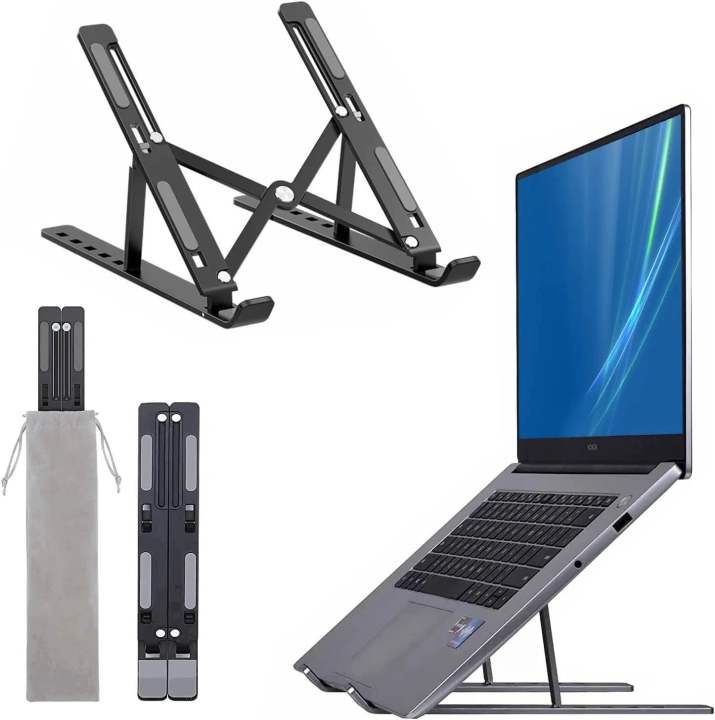 Portable & Foldable Aluminium Laptop Stand BLACK | Daraz.pk