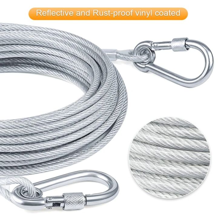 Double-headed Dog Tie Out Cable Leash ,raction rope with metal buckle ...