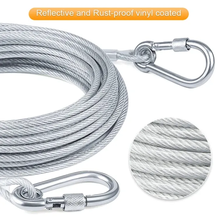 Double-headed Dog Tie Out Cable Leash ,raction rope with metal buckle ...