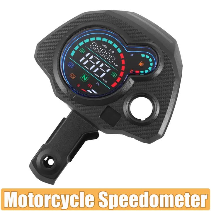Digital Speedometer Motorcycle Meter Tachometer TRIP ODO KMH LCD ...