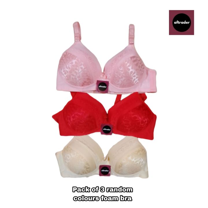 pack of 3 foam padded imported bra multicolours blouse brazier for ...