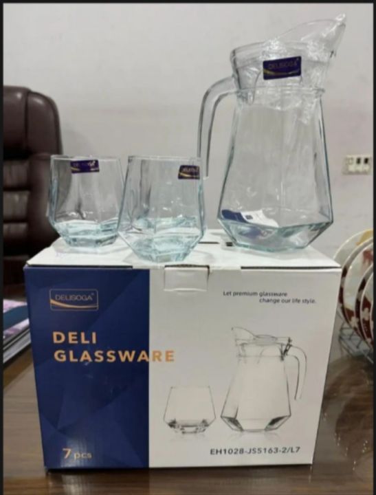 Deli Glassware Set of 6 Glass and 1 Jug 7 Pieces Set | Daraz.pk