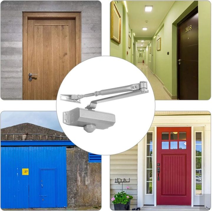 Door Closer Automatic Adjustable Spring Hydraulic Door Closer, Aluminum ...
