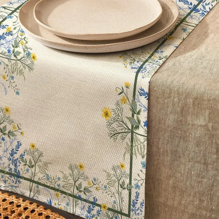 1pc Floral Print Mandala Pattern Table Runner, Boho Polyester Table ...