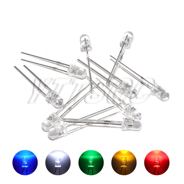 100pcs 3mm LED Diode Ultra Bright Warm White Red Green Blue Purple ...