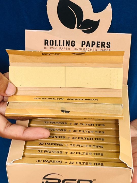 RFR King Size Papers with Tips / Slow Burning High Quality Brown Papers ...