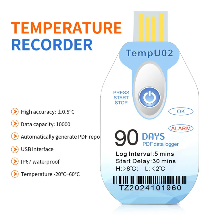 5pcs Mini USB Temperature Data Logger 90/60/30 Days Digital 10000 Point ...