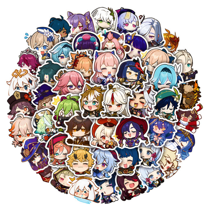 50pcs Chibi Genshin Impact Stickers Set | Waterproof Anime Decor for ...