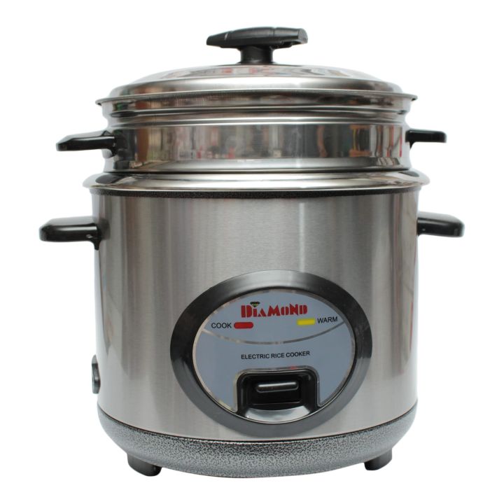 Diamond Stainless Steel Drum Rice Cooker with Stainless Steel Steamer ...