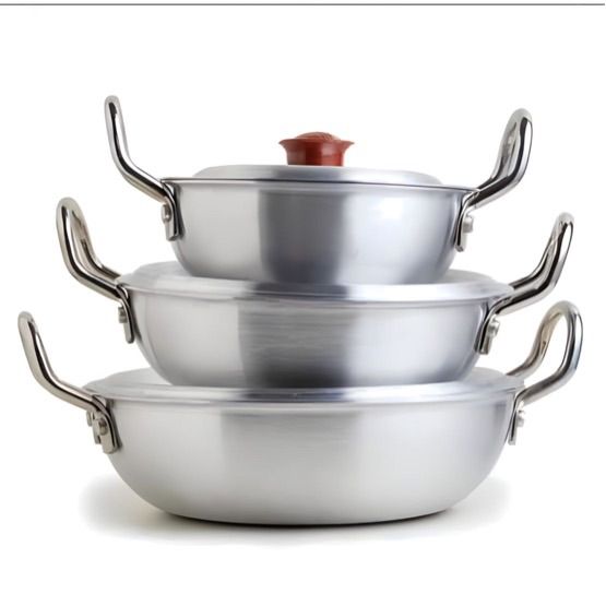 Pair of 3 pot set aluminium with metal finish baby handi set | Daraz.pk