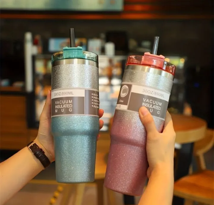900 ml Stanley Style Insulated Tumbler With Straw - Hot And Cold ...