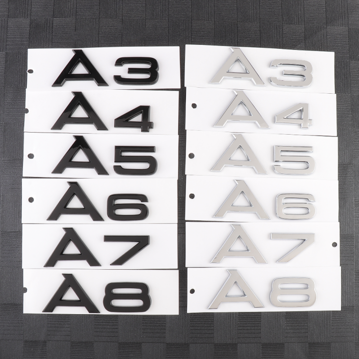 Car Styling ABS Letters Numbers A3 A4 A5 A6 A7 A8 Emblem Decal for Audi ...