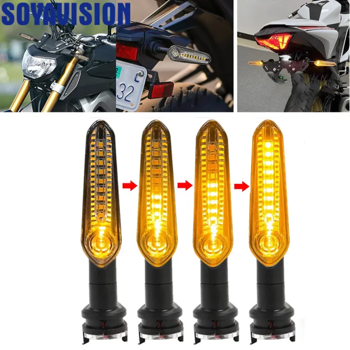 Motorcycle LED Turn Signal Light Flowing Water Amber Front Rear ...