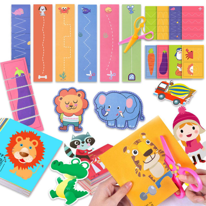 49-91pcs Learn Scissor Skills Cut Paper Craft Toys Safety Scissors ...