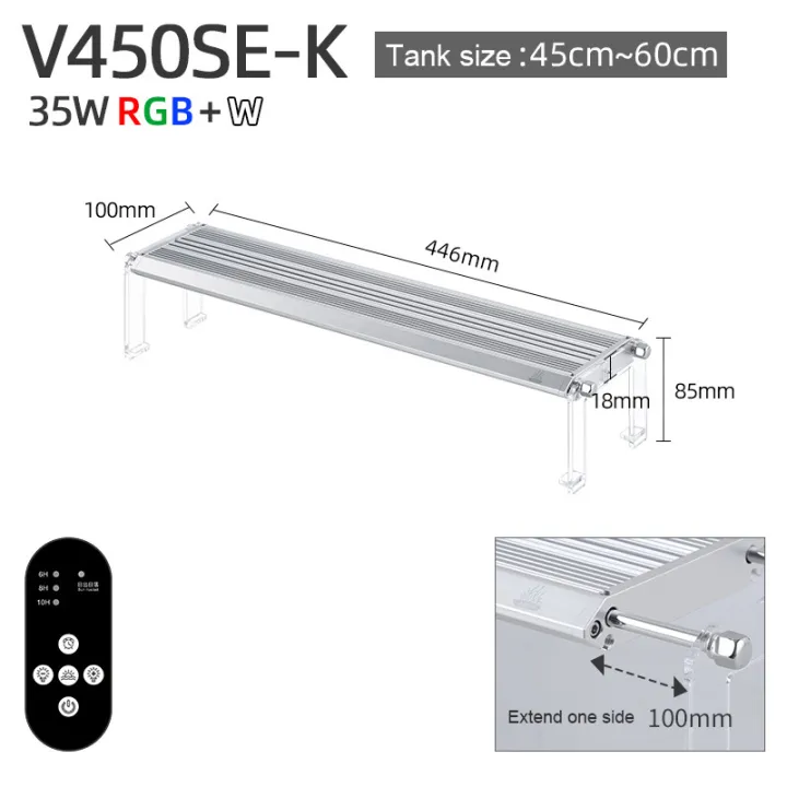 WEEK AQUA Aquarium LED Lighting V Series Full Spectrum Water Plant ...