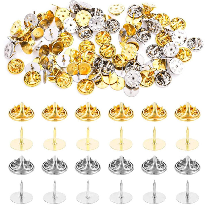 50Sets Brooch Pin Holder Tie Badge Back Replacement Flat Base Stabbing ...
