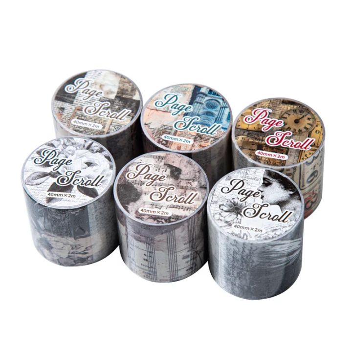 1pack/2pack Scroll & Manuscript Themed Decorative Tape - 6 Unique ...