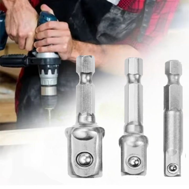 Chrome Vanadium Steel Socket Adapter Seth EX Shank to 1/4 "3/8" 1/2 ...