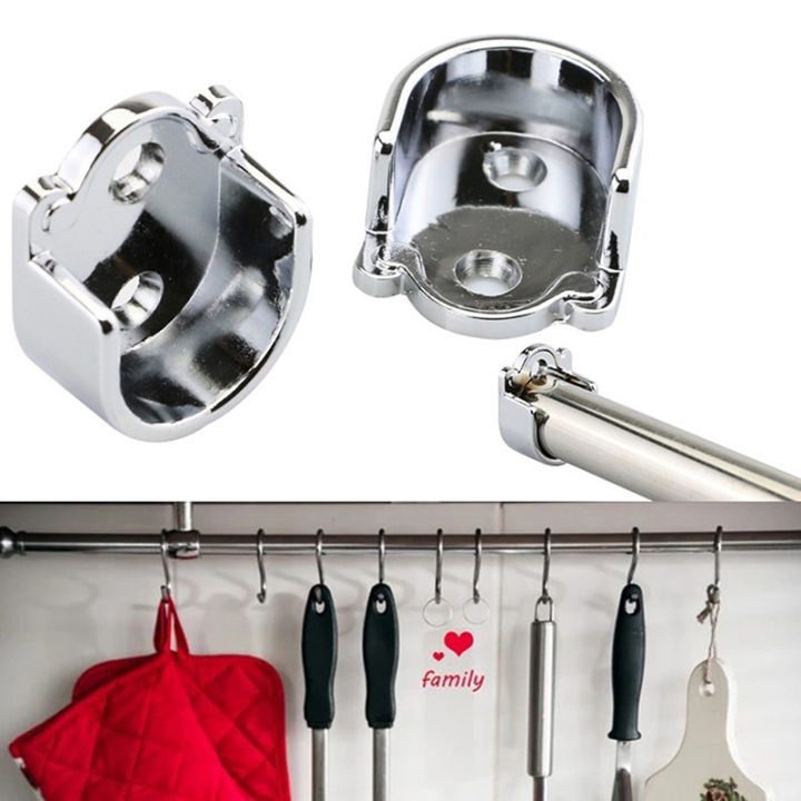 Aluminum Flange Seat Wardrobe Hanger Rod Tube Hook Fixed Support ...