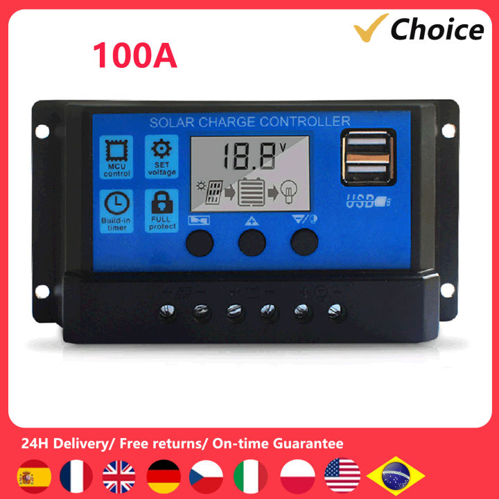 100A/80A/60A/50A/20A/30A/10A Solar Charge Controller, Upgraded Solar Panel USB Port Solar Panel ...