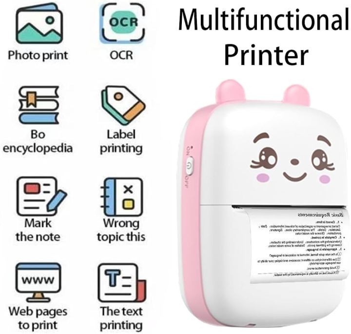Mini printer inkless, wireless mini printer for kids, for photos ...