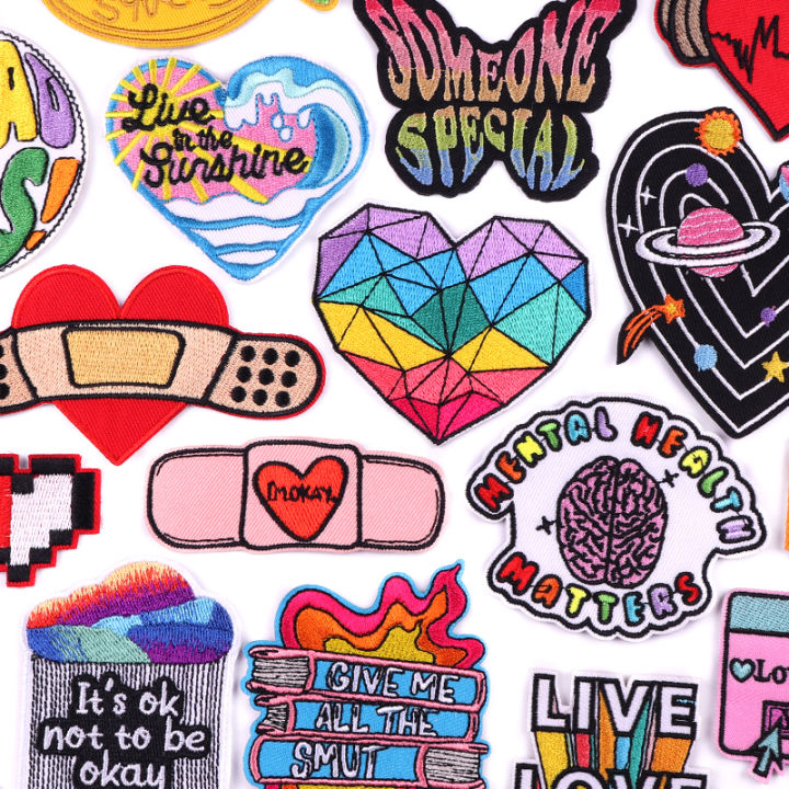 Jeans Embroidered Patches DIY Cartoon/Love Heart Patch Iron On Patches ...