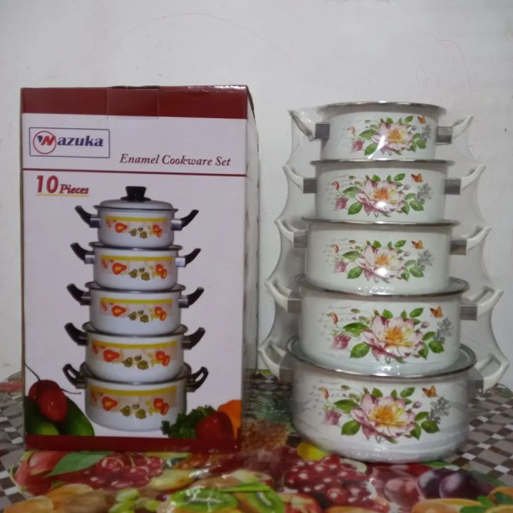 10 pc enamel cookware set kitchen set | Daraz.lk