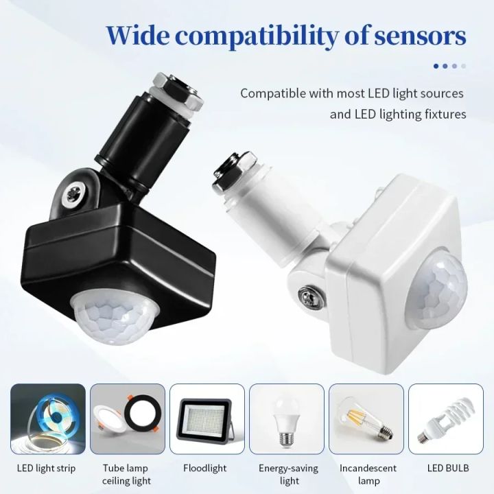 LED Motion Sensor Automatic PIR Infrared Detector Adjustable Delay Time ...