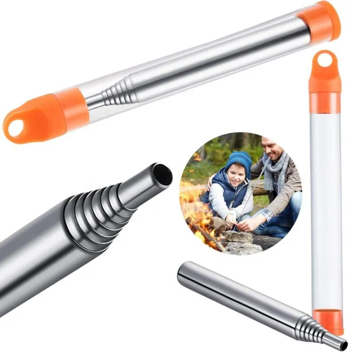 Pocket size Fire Bellows Collapsible Stainless Steel Fire Blower Pipe ...