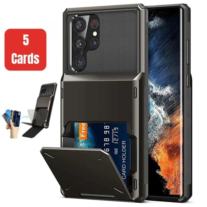 Credit Card Holder Slot Case for Samsung Galaxy S24 S23 S22 Ultra S21 Plus S20 FE S10 S9 Note 20 ...