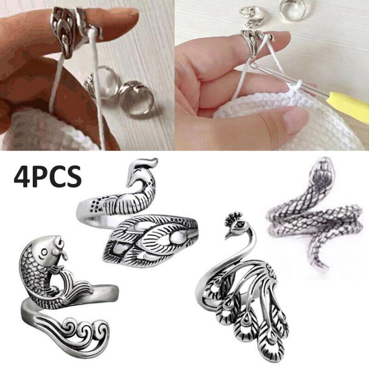 4/8pcs Knitting Help Tools Adjustable Crochet Thread Loop Knitting Ring ...