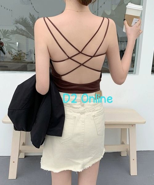 Open Cross Back Tank Top With Removable Pads | Daraz.com.np