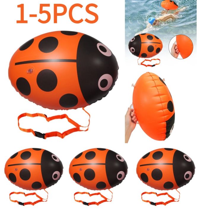 PVC Swimming Buoy Bag Inflatable Ladybug Float Bag Floating Double ...