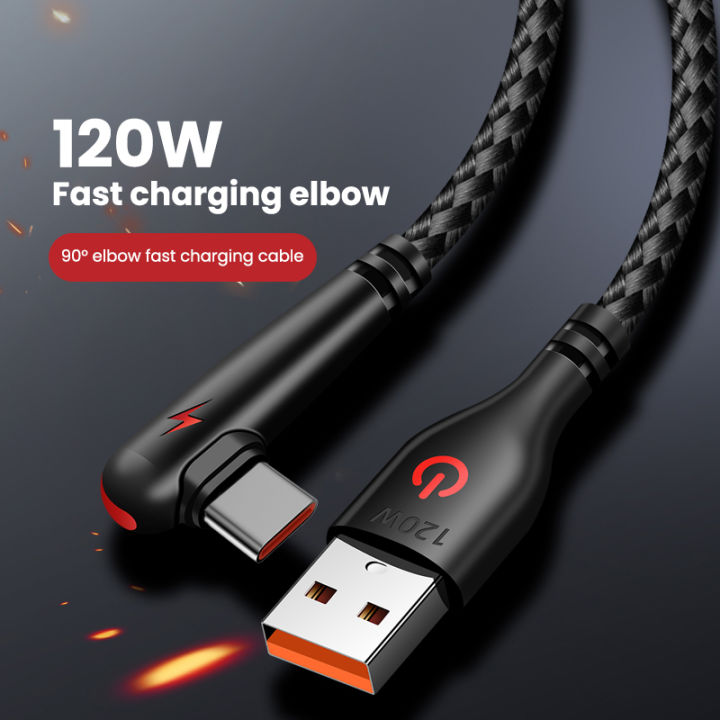 120W USB To Type-C Cable 90 Degree Elbow Mobile Phone Data Wire Fast ...